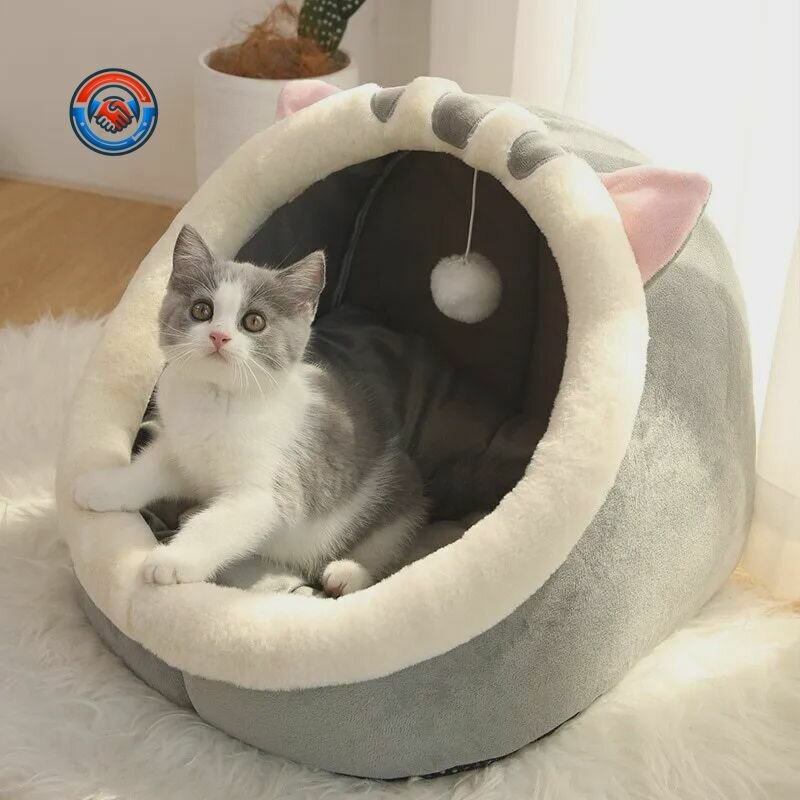 Уютный домик для животных — укрытие-кровать для кошек и маленьких собак, компактный домик для квартиры и дома.