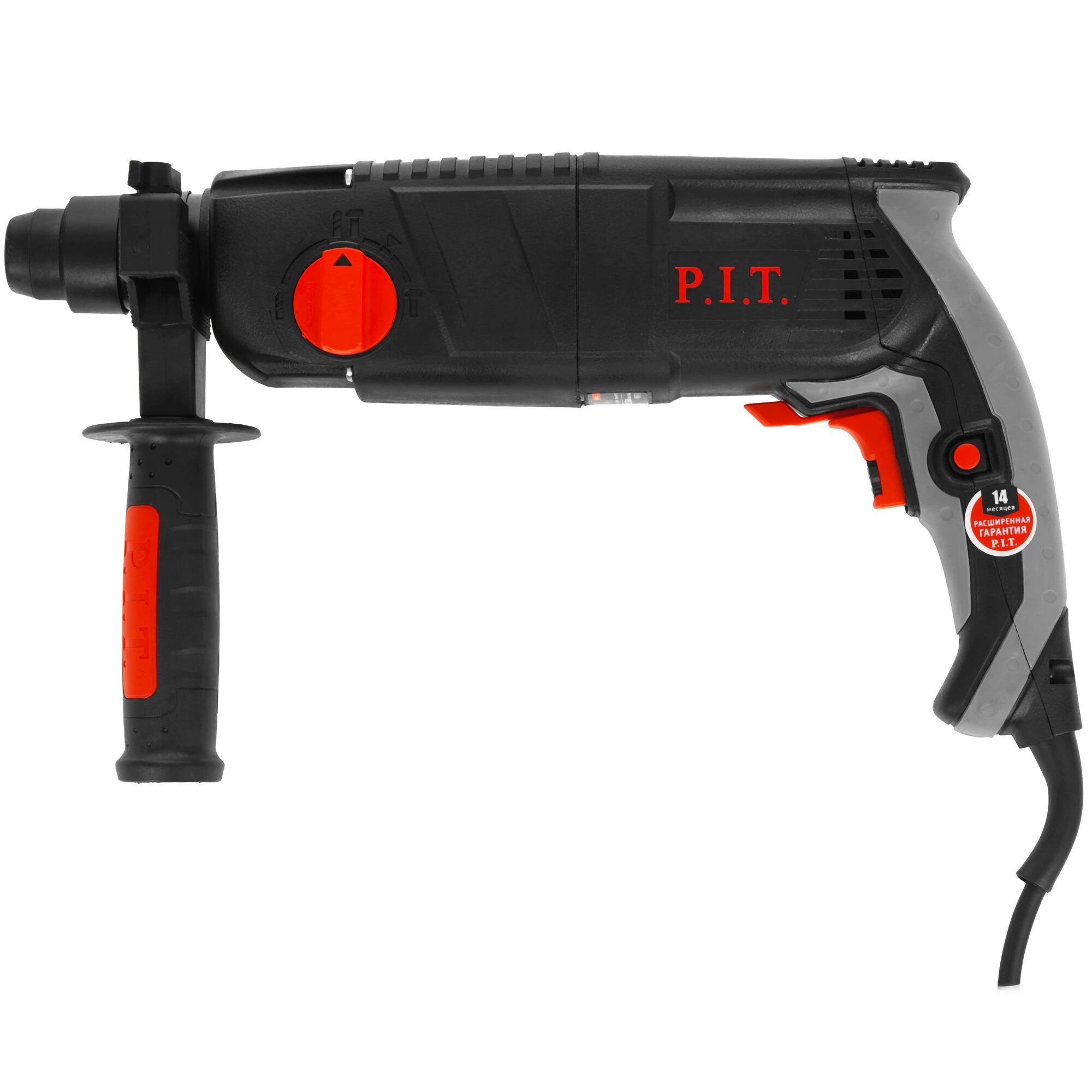 Перфоратор сетевой P.I.T PBH24-C, черный/красный, мощность 850 Вт