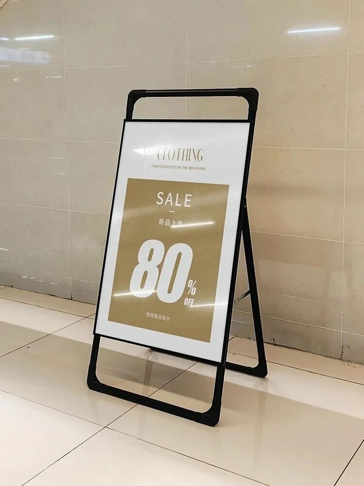 Односторонний стенд для уличная Штендер рекламный, Применимый размер плаката 60x90 см, Не включает вывески