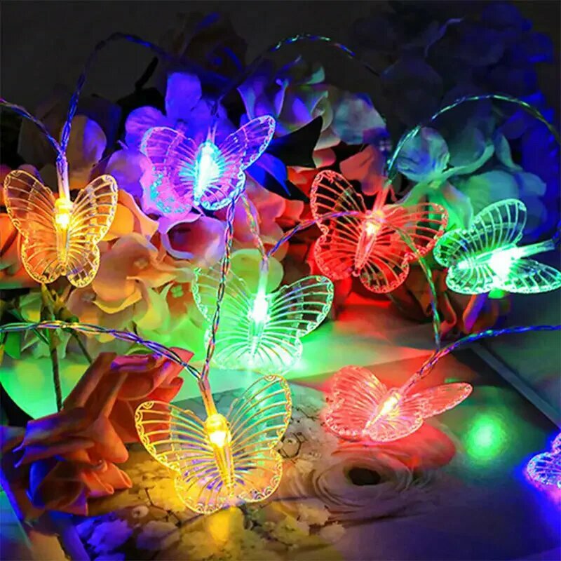 Светодиодная гирлянда 6 метров 40 LED разноцветных бабочек 3m20 balls USB, RGB