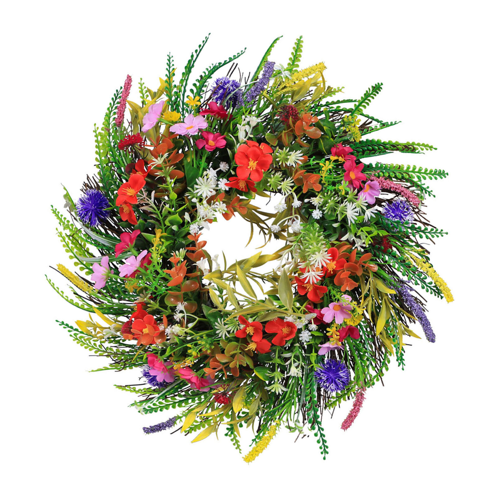 Весенне-летний венок из пластика, трава, передняя дверь, венок из искусственных цветов для наружного и внутреннего украшения, урожай 45 см