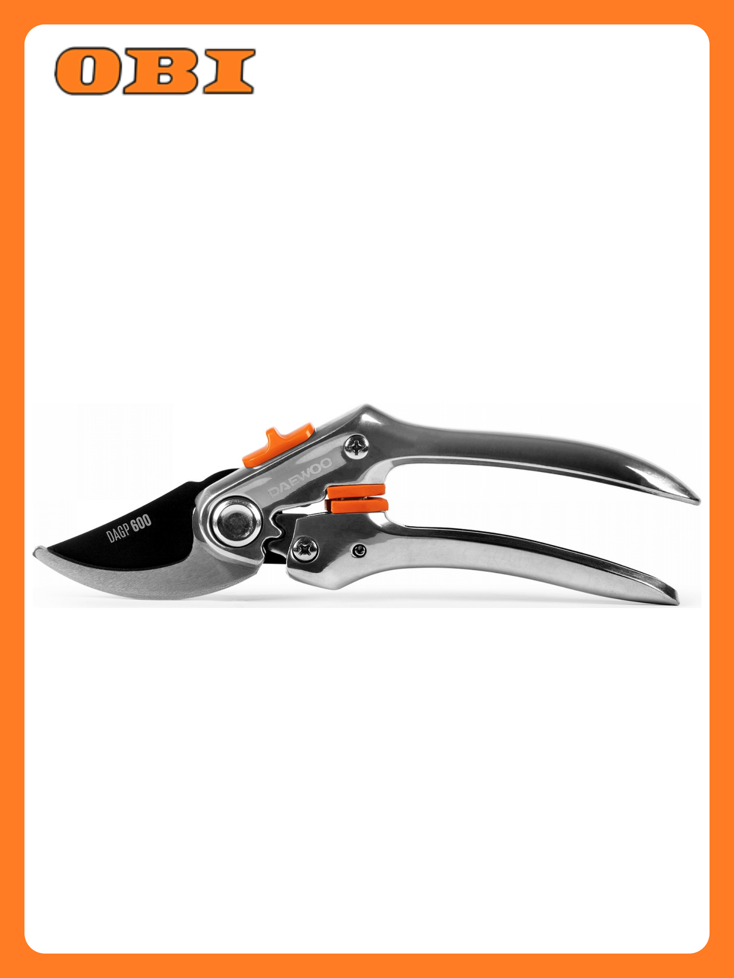 Секатор DAEWOO DAGP 600, плоскостной, сталь, с силовым механизмом, серебристый, 50мм