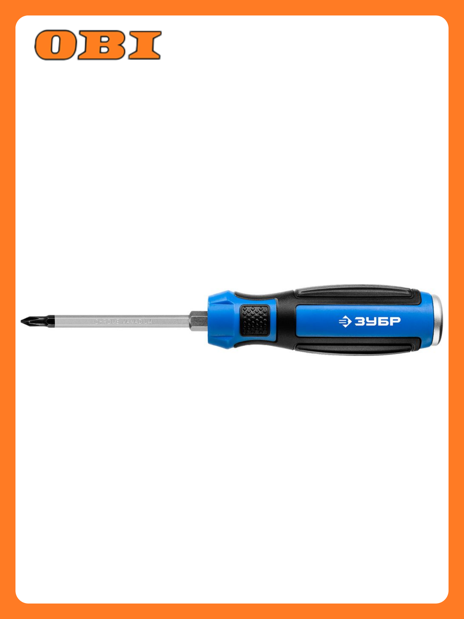 Отвертка ЗУБР, ударная, крестообразная, PH1, хромованадиевая сталь, 75мм