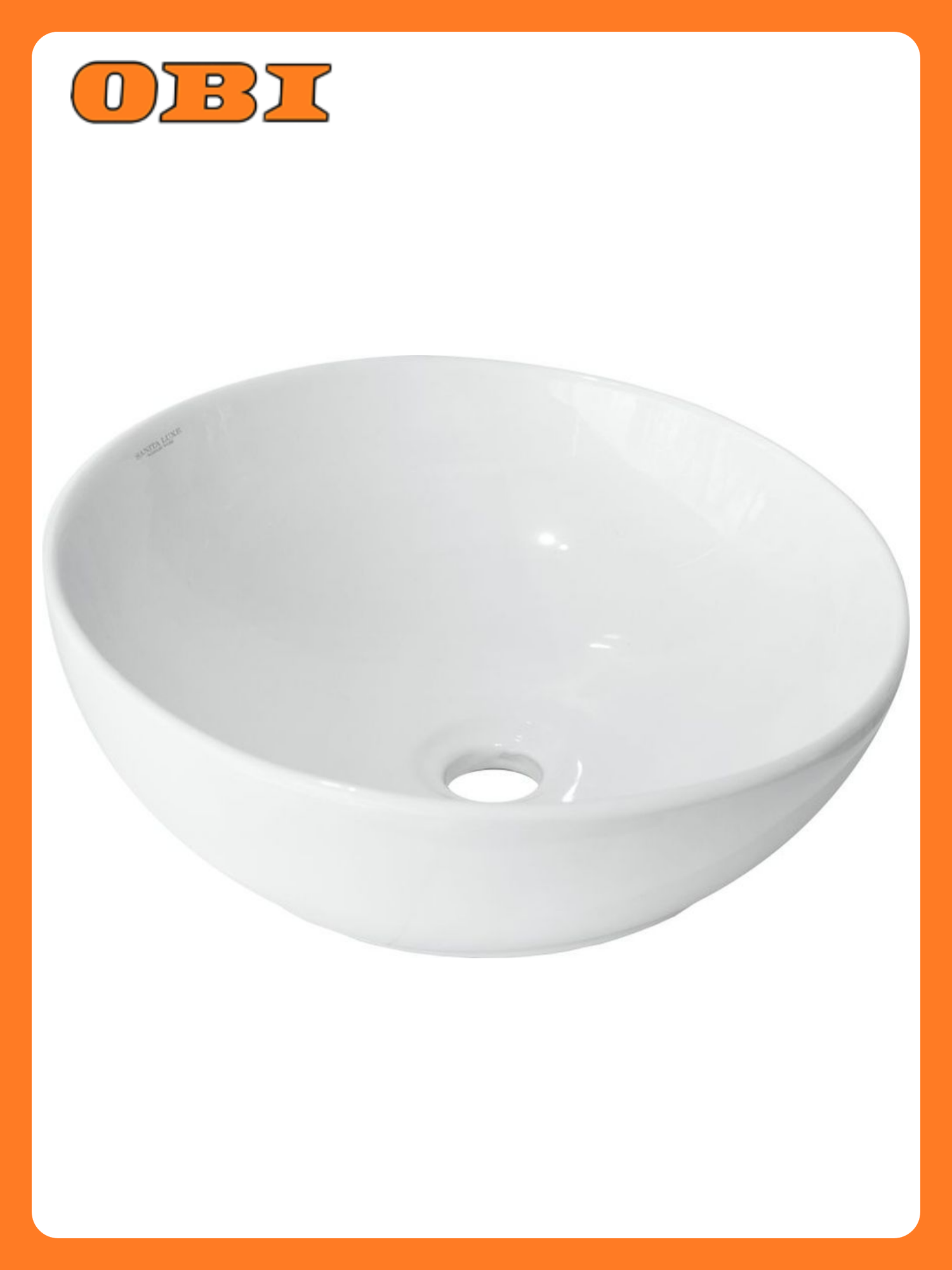 Умывальник SANITA LUXE ART SLIM, накладной, круглый, белый, 14 см x 40 см x 40 см