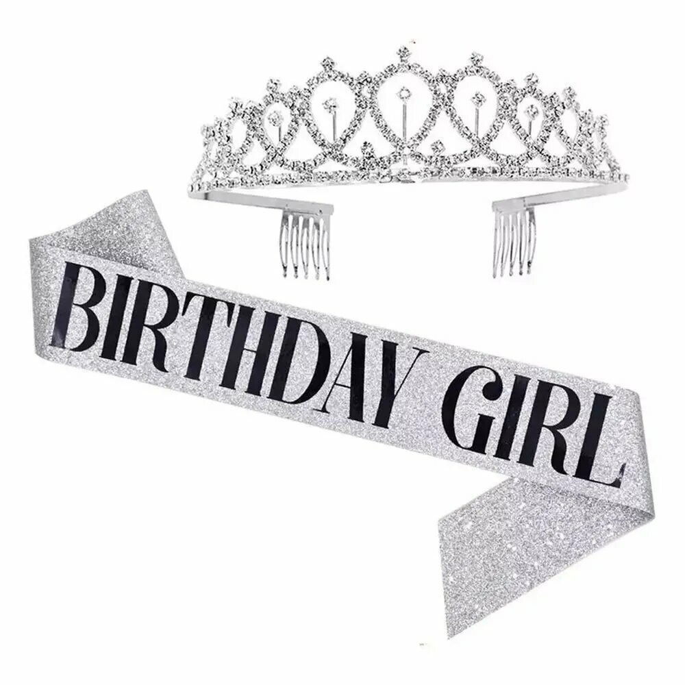 Короны на день рождения для женщин с кристаллами и лента на день рождения для девочек