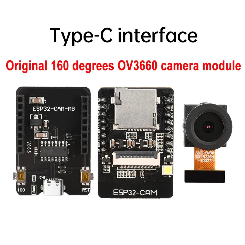 ESP32-CAM модуль камеры OV3660 160° Type-C