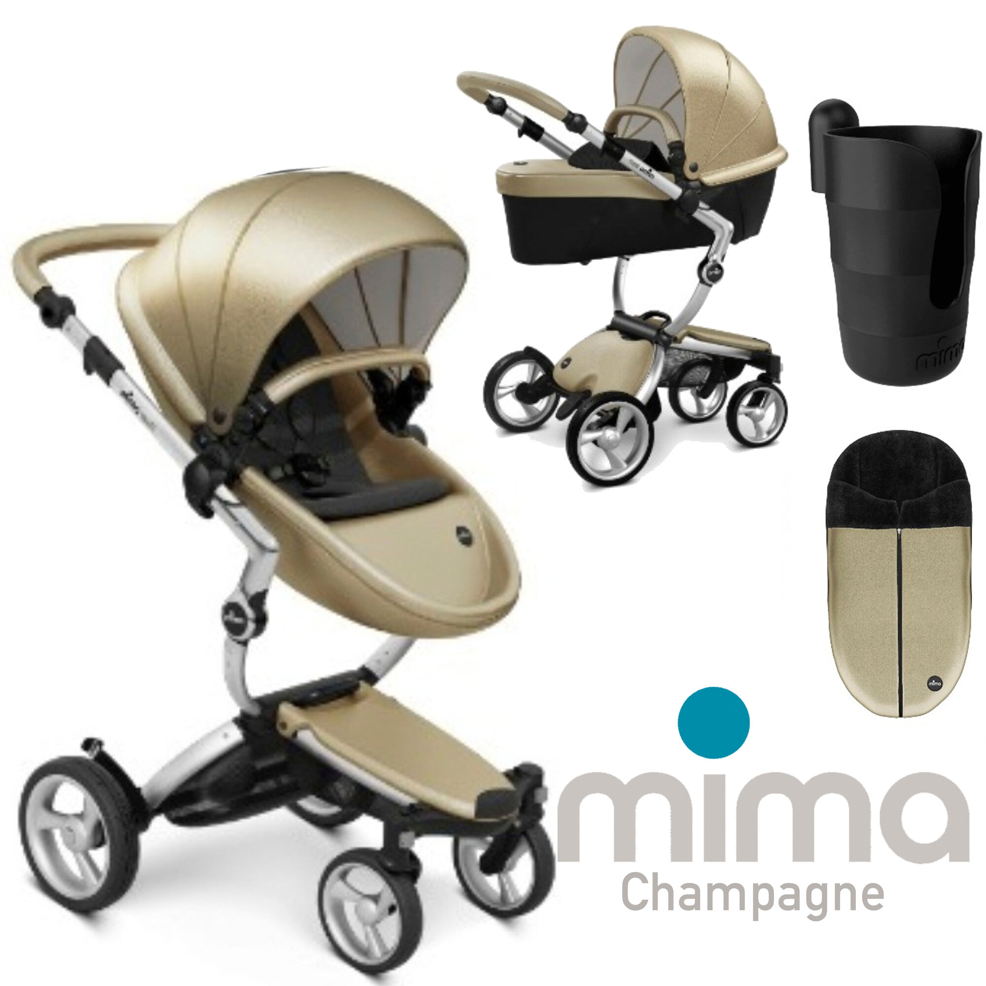 Коляска 2 в 1 Mima Xari 4G Champagne (Starter Pack на выбор) конверт и подстаканник в подарок !