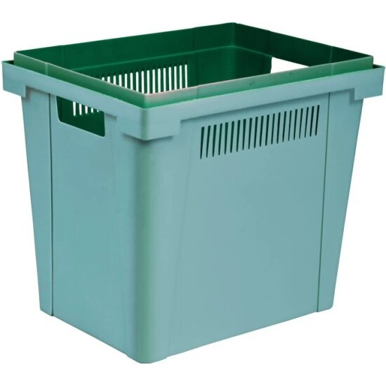 Ящик Топаз п/э 400х300х350 стенки перфорированные, цветочный цв. зелёный