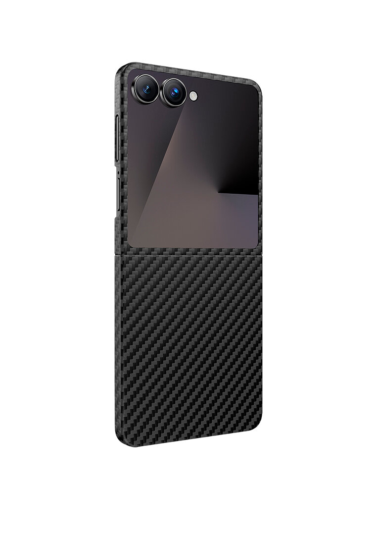 Чехол Galaxy Z Flip 7 KEEPHONE KEVILAR Diago MagSafe Карбон арамидное волокно 1500D, 38 шт. магнитов N52-10Н - Черный