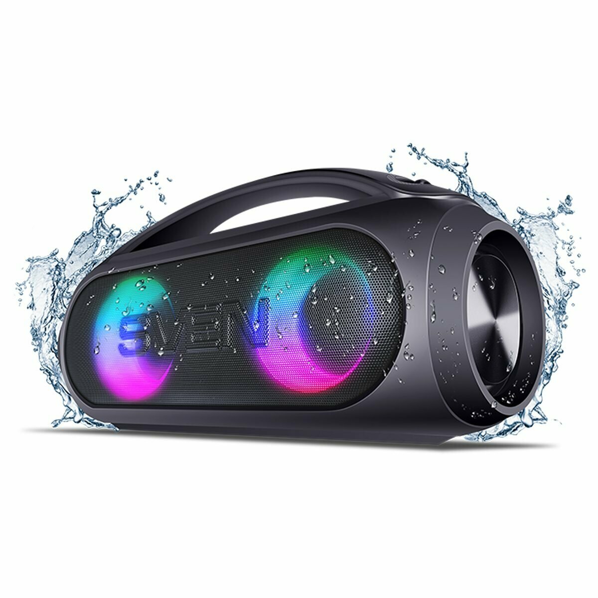 Колонка портативная Sven PS-380, 40W, Bluetooth, FM, USB, защита от воды, подсветка, черный (SV-021290)