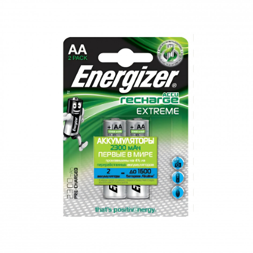 Аккумулятор AA, Energizer, 2300mAh R06-2BL, предзаряженные, 2шт в блистере