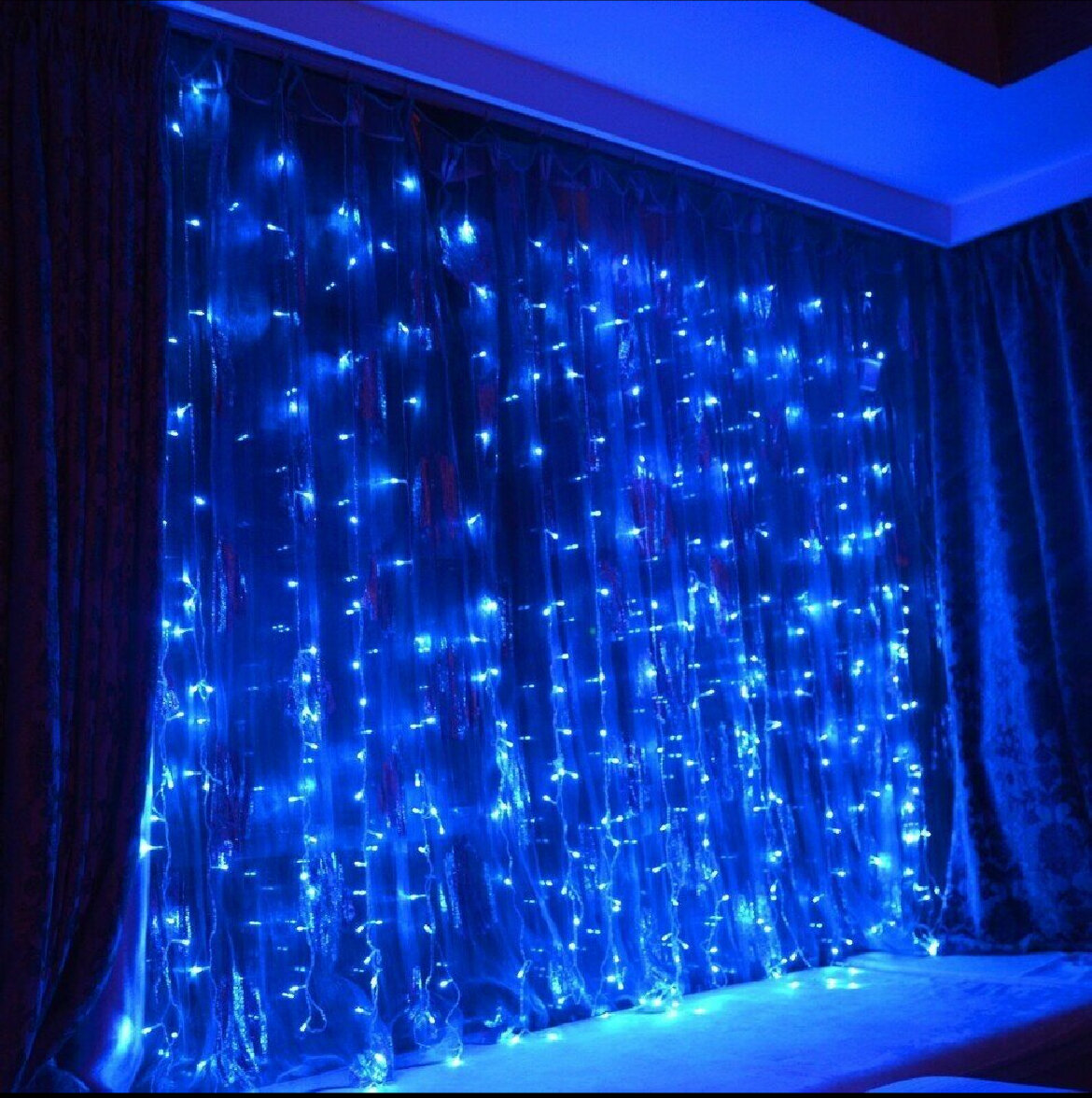 Гирлянда штора синяя 3*3 питание от USB