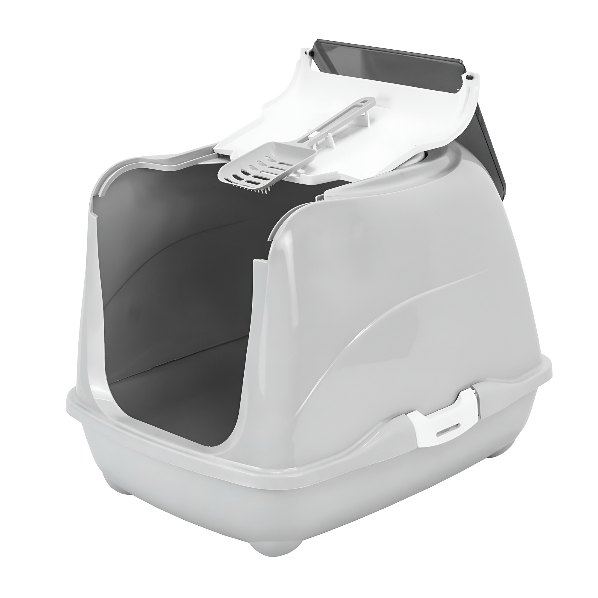 HOMECAT 50 см х 38 см х 37 см туалет для кошек закрытый с дверцей светло-серый