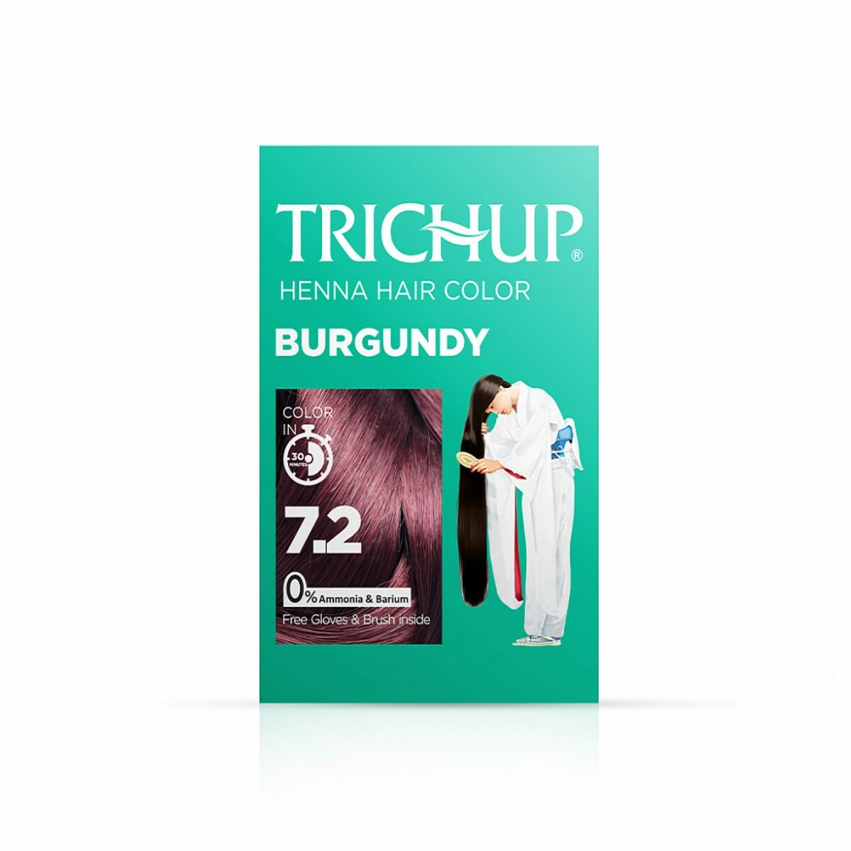 Краска для волос на основе хны бургунди 7.2, Васу Тричап / TRICHUP Henna Hair Color BURGUNDY 7.2, Vasu, 60 гр