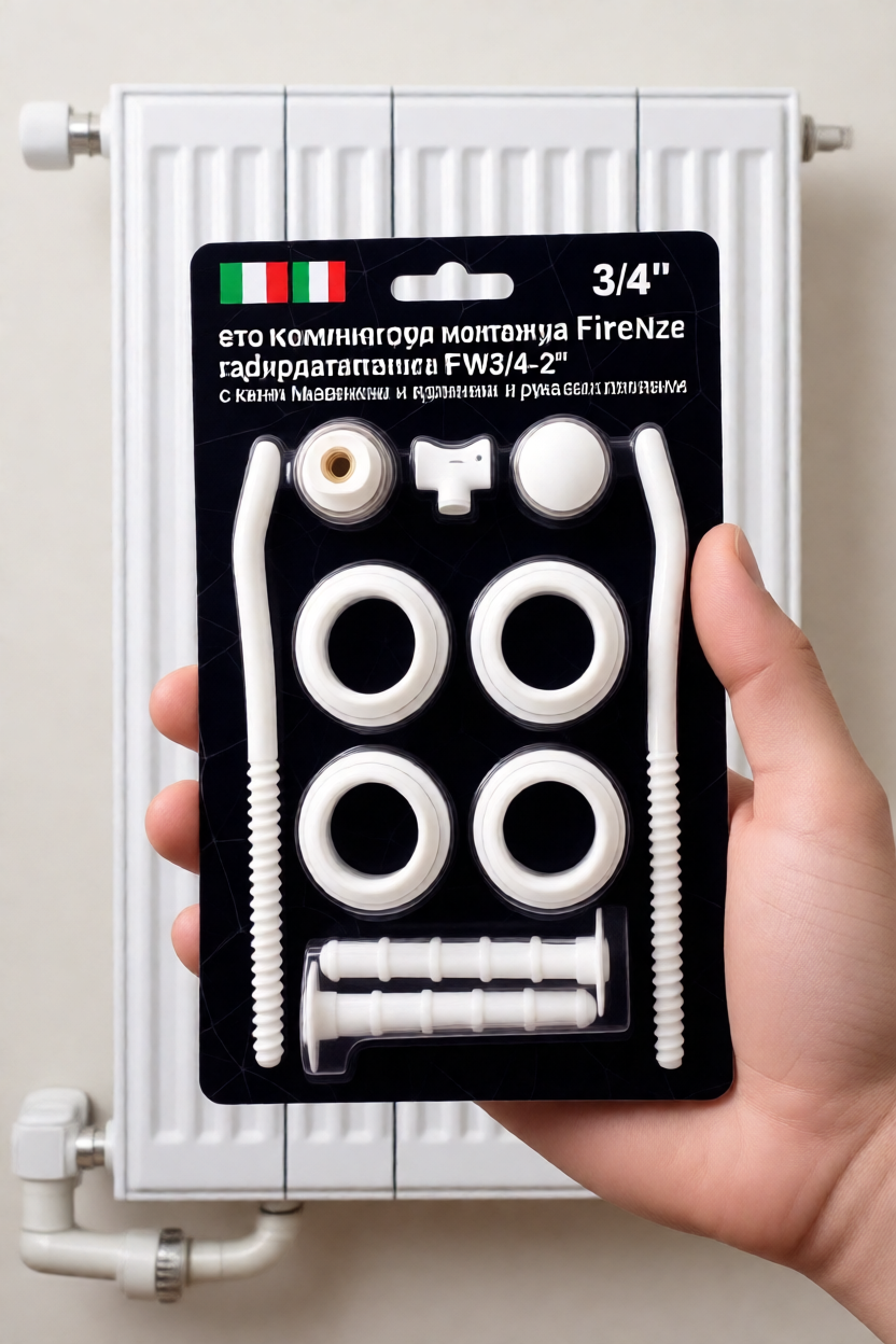 Комплект для монтажа радиатора Firenze "FW3/4-2", с краном Маевского и кронштейнами