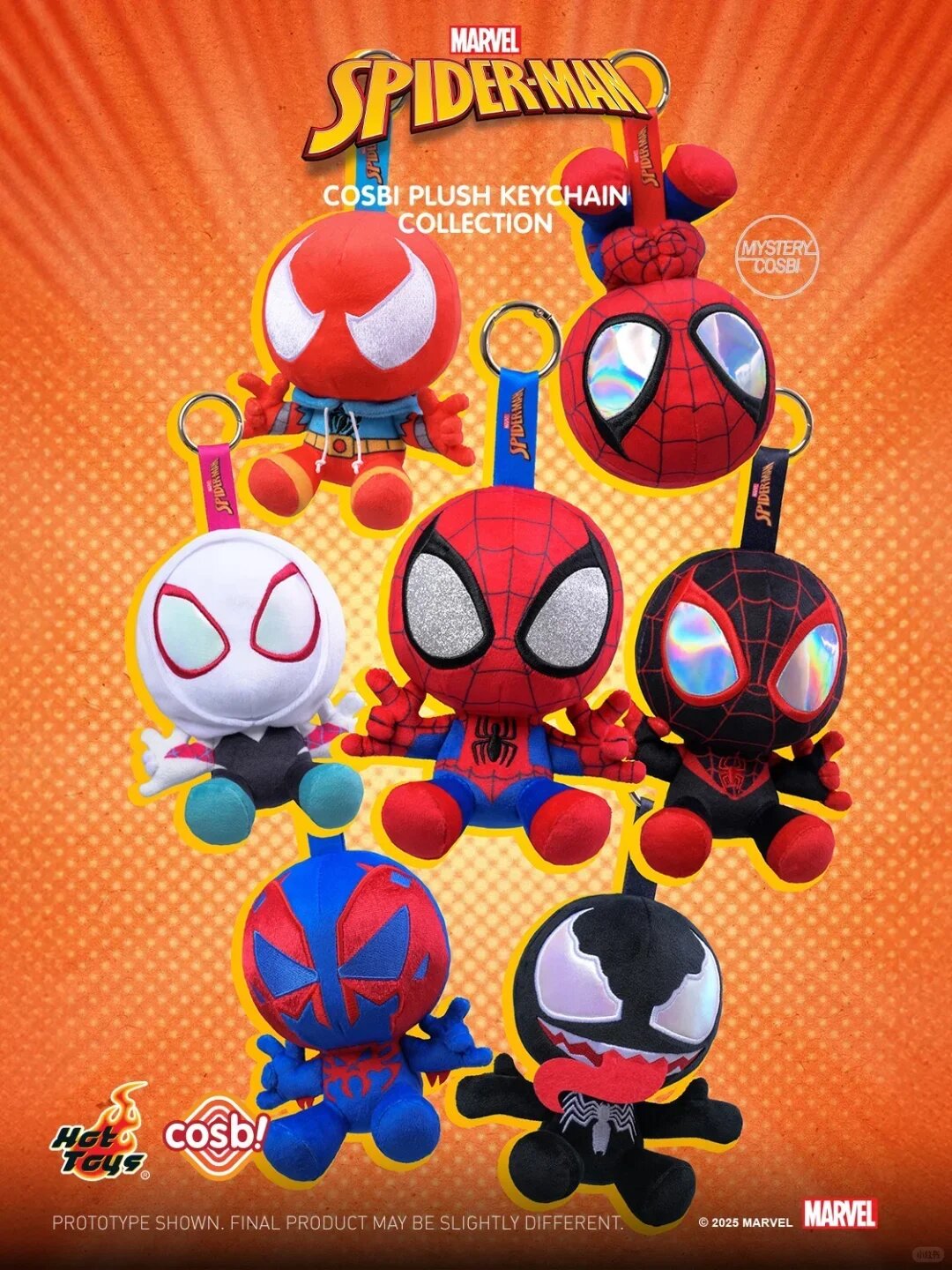 Коллекция брелоков-игрушек Spider-Man Hot Toys, 3 шт. (Randomly)