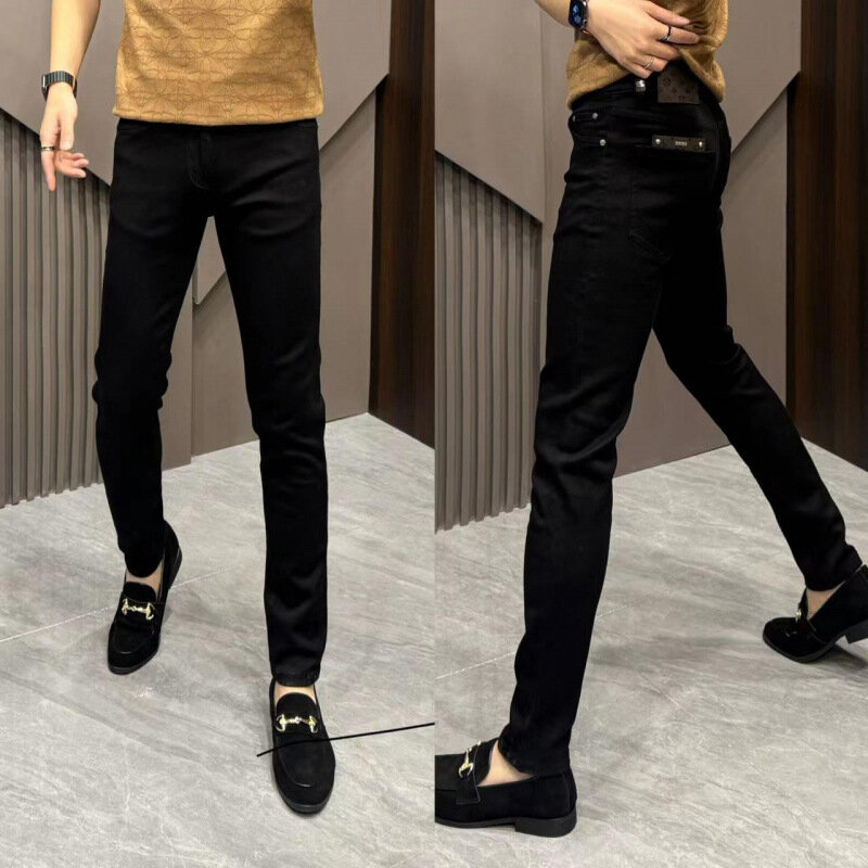 Тренд RONG CH Мужские Джинсы Лето Потертые Слим Вышивка Харем Эластичные Деним, Размер_32