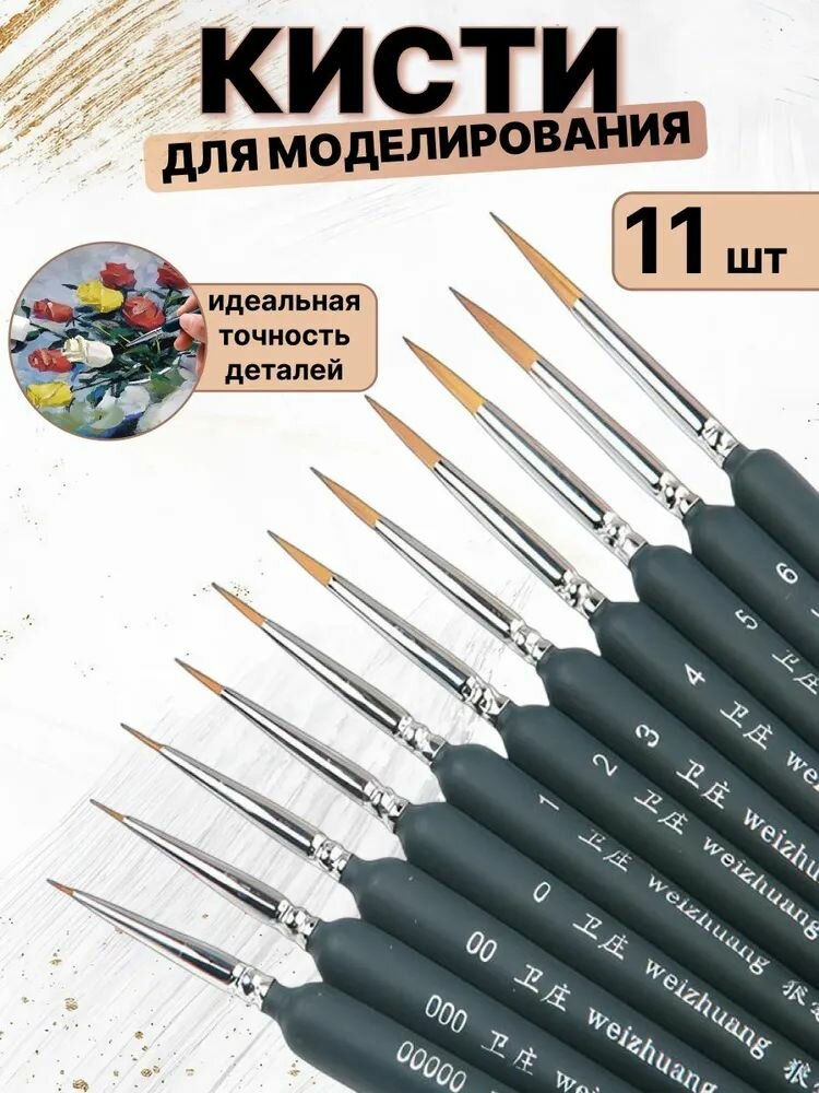 Набор кистей для моделирования миниатюр, 11 шт，который станет незаменимым инструментом для любого творческого человека