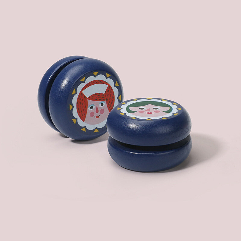 Деревянное йо-йо 8090, классическая ностальгическая игрушка йо-йо для маленьких детей, мультяшный ночной рынок,