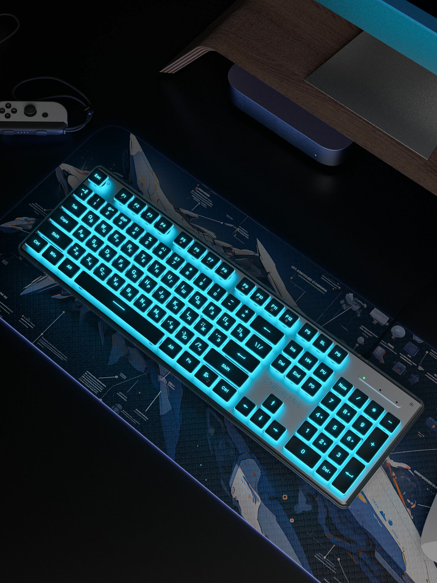 Игровая клавиатура мембранная проводная с подсветкой RGB водонепроницаемая русская раскладка Furycube