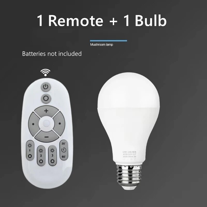 Умная светодиодная лампа khelse E27 6/9/12 Вт теплый/холодный свет 1 Remote 1 Bulb, 12W 48LED