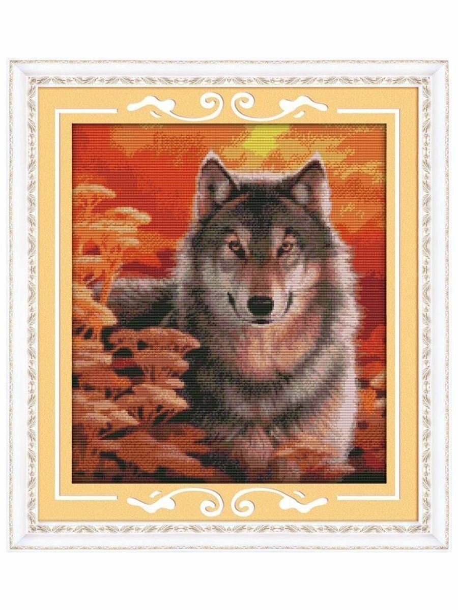 Эксклюзивный набор для вышивки крестом NKF, Волк осени 44x49 см на 14CT