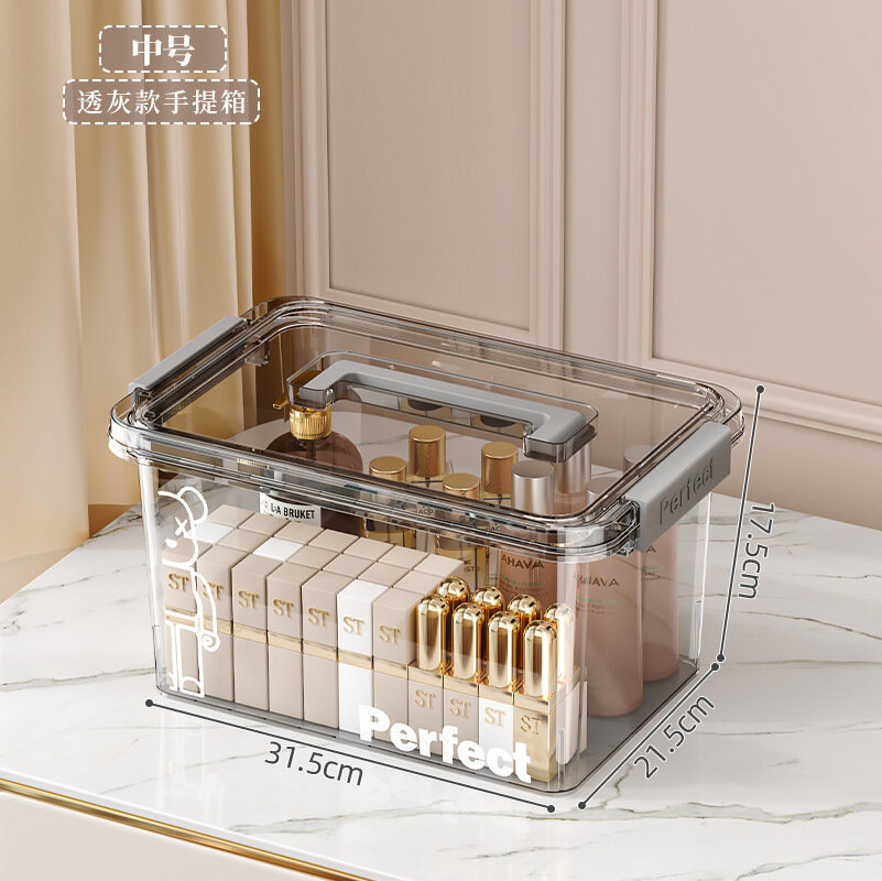 Коробка для хранения, домашняя коробка для хранения, прозрачная, для разных игрушек, коробка для хранения в спальне и гостиной, большая, утолщенная, пылезащитная, органайзер