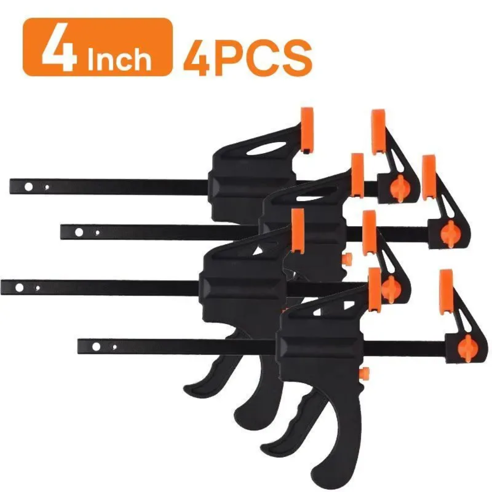 Клейма для древообработки ручные F-образные F-type 4 дюйма черный и оранжевый 4 штуки пластик комплект инструментов вес с упаковкой 300г