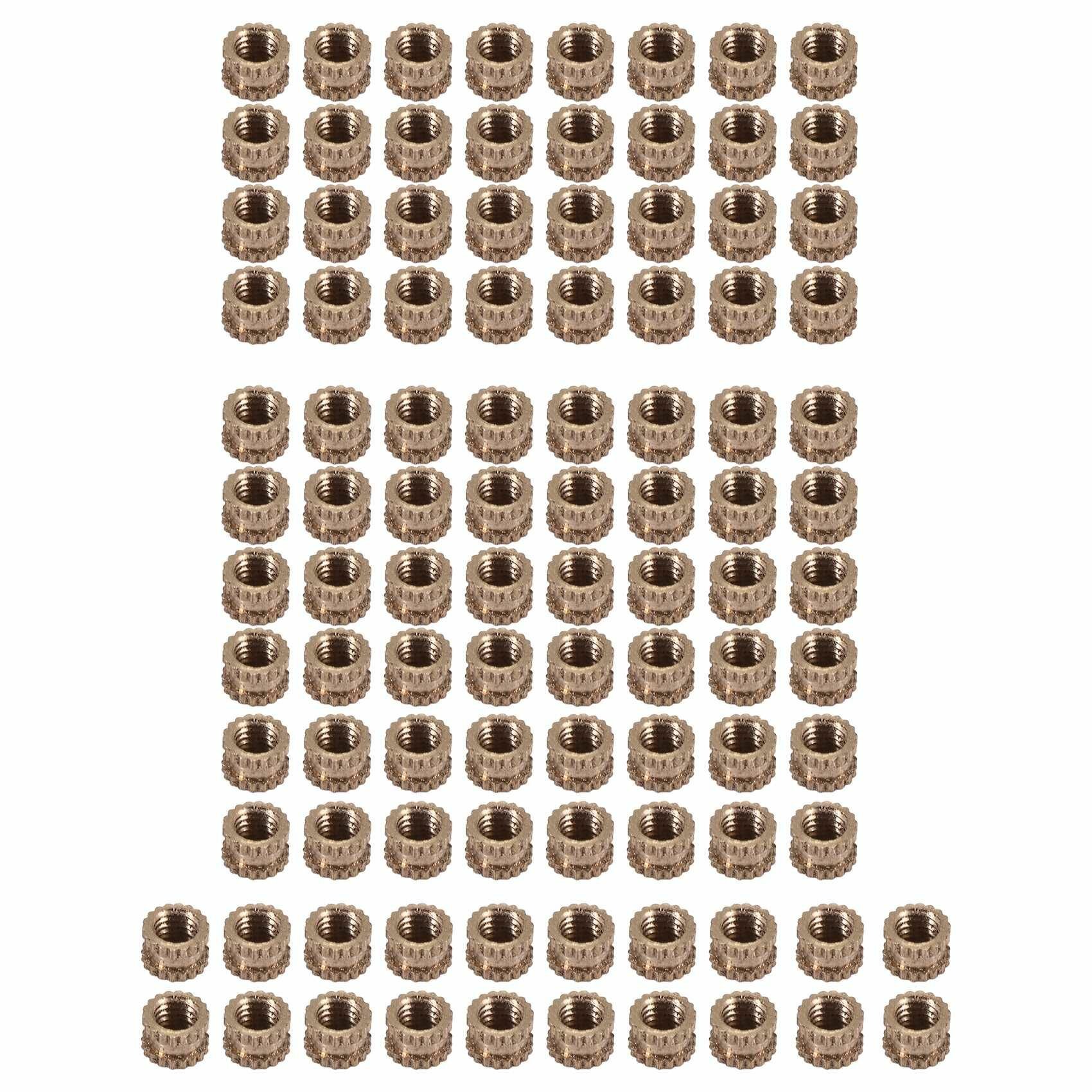 Гайки с внутренней резьбой M3 X 3 мм, латунные, накаткой, 100 шт.