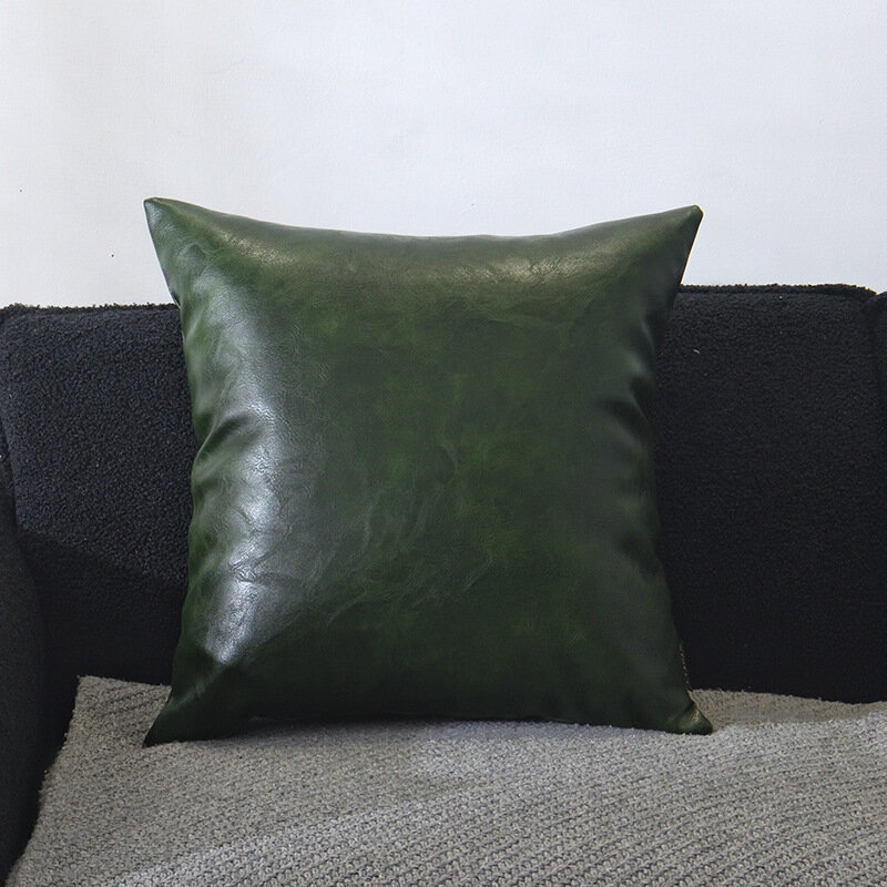 Однотонная ретро кожаная подушка PU ультратонкая мягкая кожа текстура коровьей кожи декоративная подушка для дивана с возможностью настройки