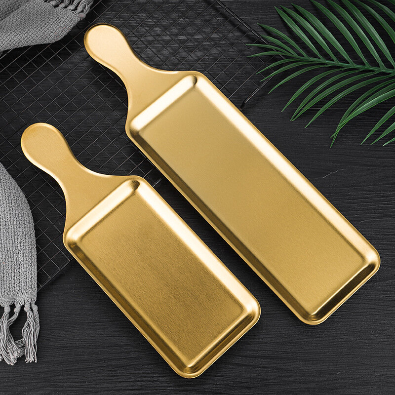 Креативная корейская нержавеющая сталь прямоугольная тарелка закусочная тарелка Западная тарелка стейк тарелка золотой