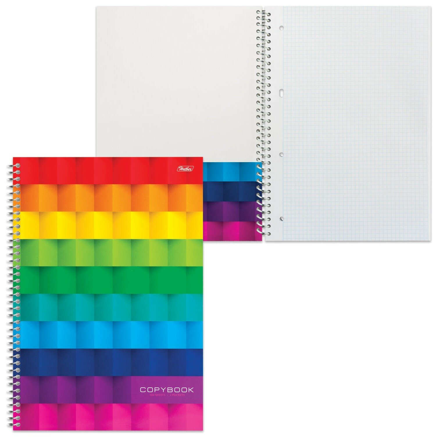 Тетрадь А4, 100 листов в клетку на гребне , обложка мелованный картон с карманом, блок 65г/м2