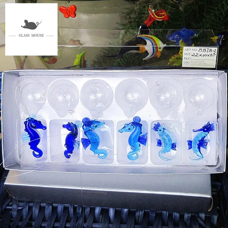 Стеклянные дельфины для аквариума Синий, 8002a