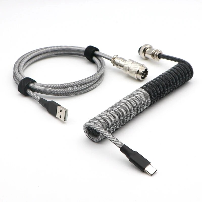 Спиральный кабель USB Type-C/Micro-USB, цвет: As Image