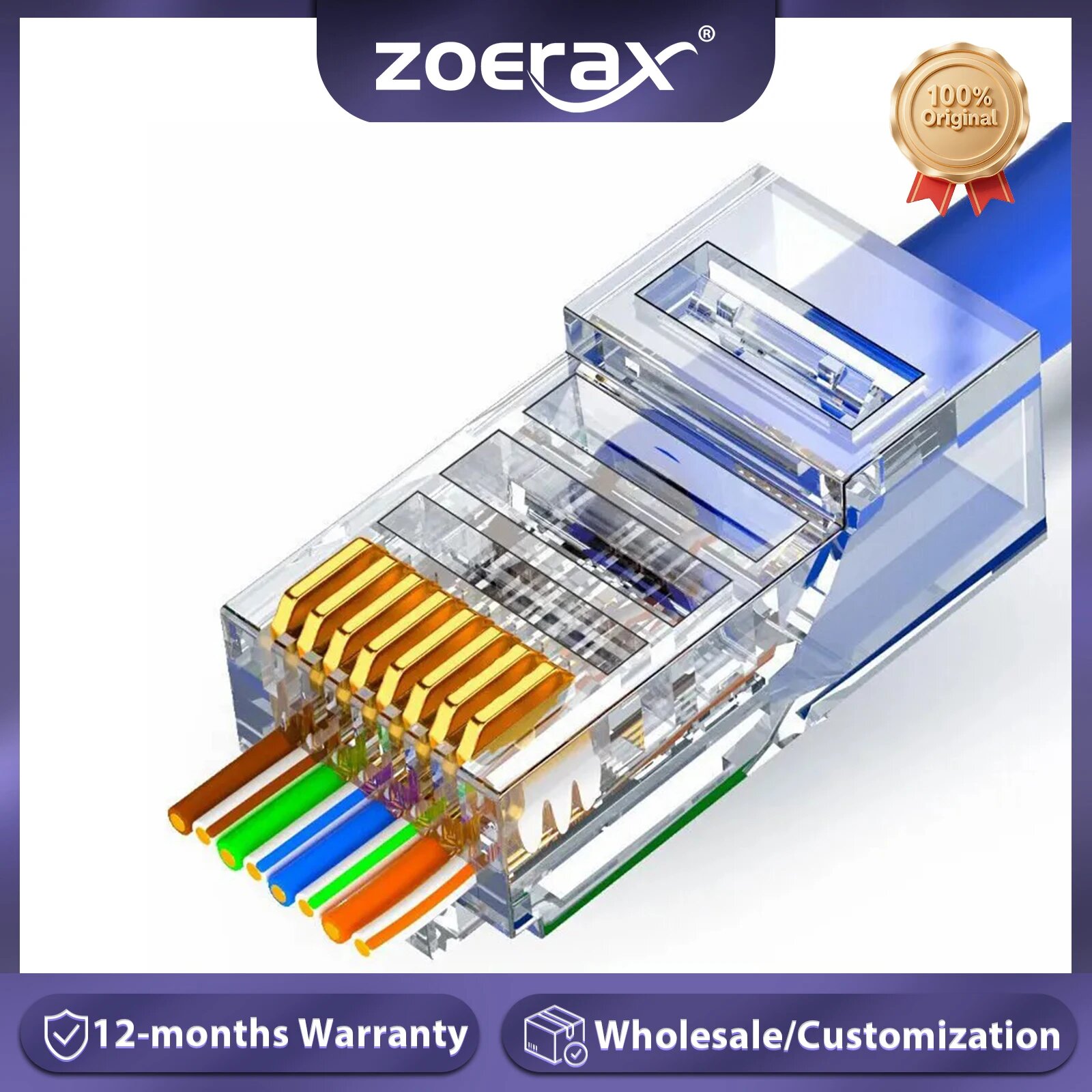 ZoeRax RJ45 CAT6 разъёмы Ethernet, 20шт