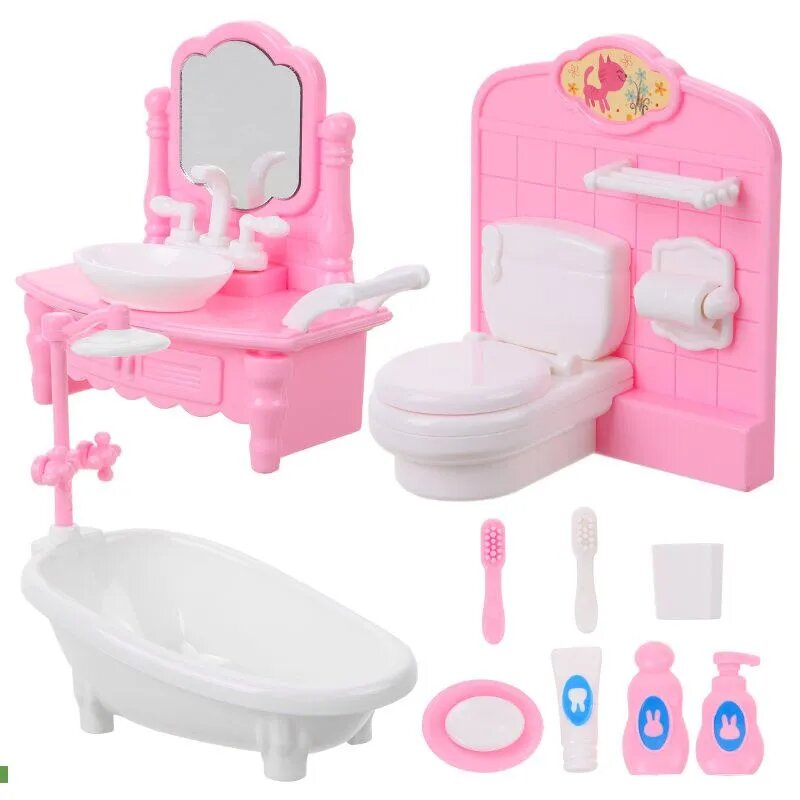 Кукольный домик туалет ванна мини мебель аксессуары ребенок миниатюрный душ игрушки для ванной маленький декор
