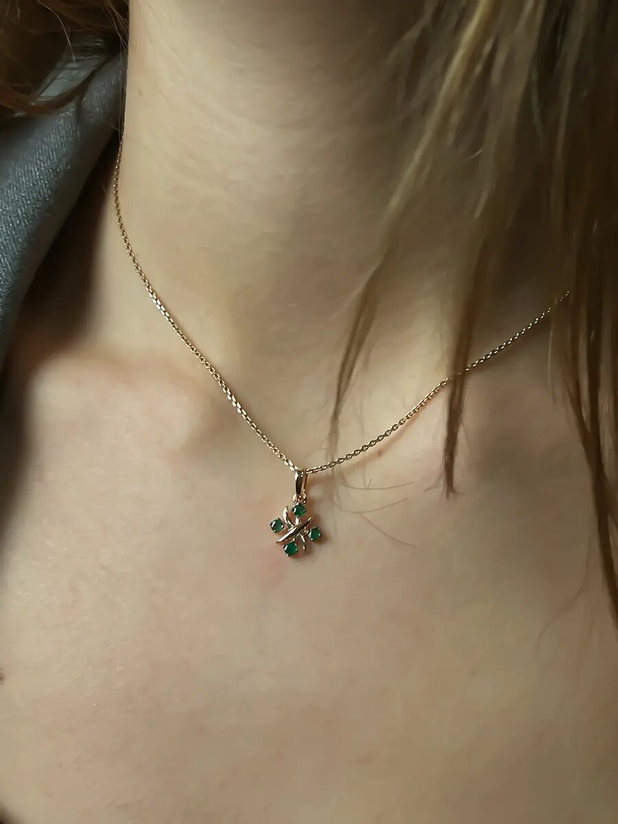 Подвеска, красное золото, 375 проба, изумруд