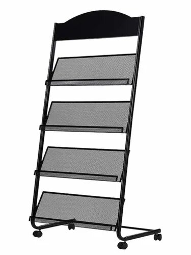 Стеллаж для журналов, стеллаж для выставки товаров на одну страницу, книжная полка от пола до потолка, С колесами, 63x34x147см 77