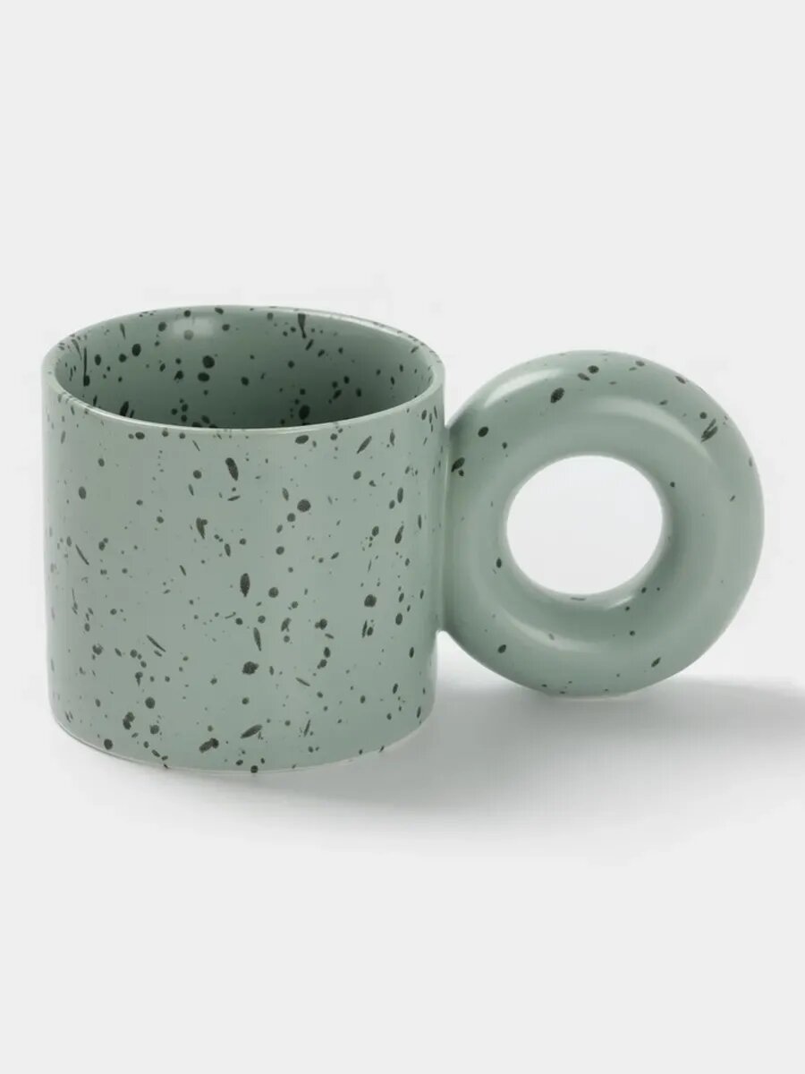 Кружка «Бублик», 300 мл, 16×8.8×8 см, серо-зеленый в крапинк