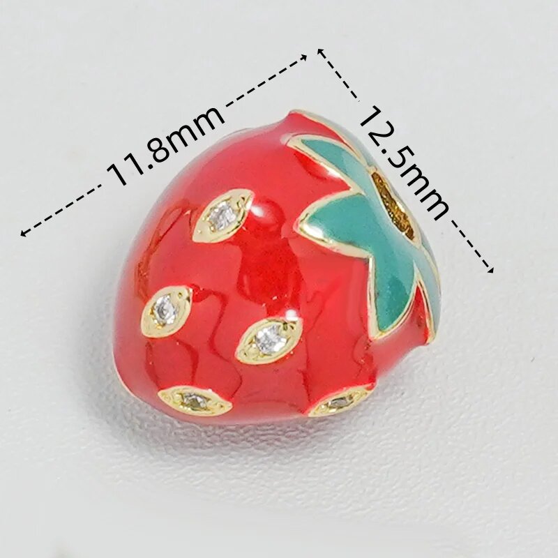 Бусины LJRIVER, медные, эмаль, циркон, сердечки, клубничный дизайн SC0627-Red