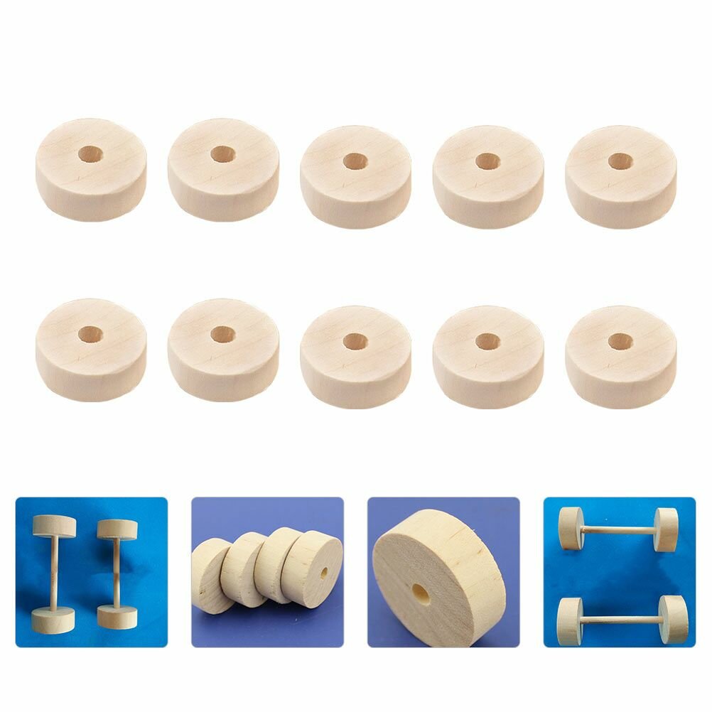 Деревянные Колеса Для Ремесел, Круглые, Натуральное Твердое Дерево, 50 Штук