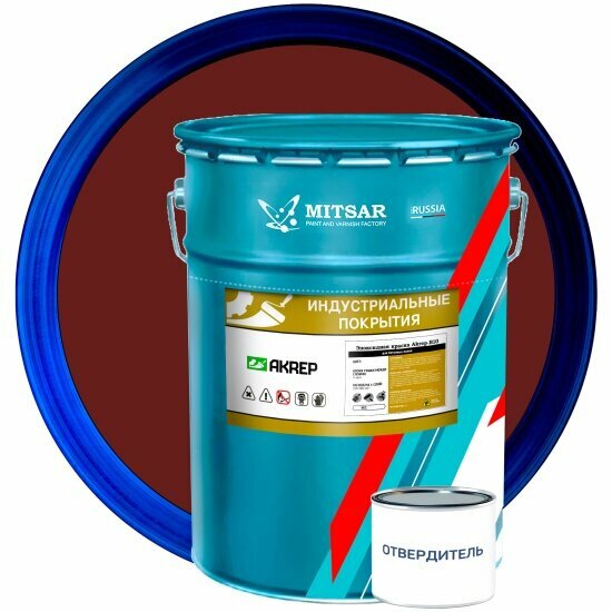 Эпоксидная краска для бетонных полов Akrep -B10 (АКРЭП-Б10), 20 кг + 0,4 кг, красно-коричневый
