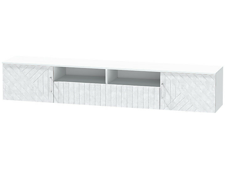 Тумба для ТВ-техники, подвесная конструкция, Белый/Бетон снежный