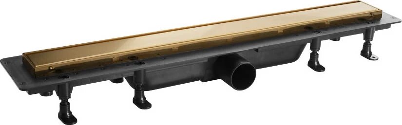 Душевой трап (лоток) PlastBrno Design 4 SZA9750 74,4 см, с решеткой, 2 в 1 под плитку, золотой матовый
