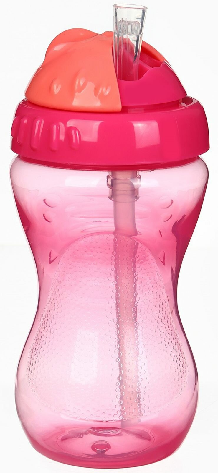 Детский поильник-непроливайка с силиконовой трубочкой и крышкой, тренировочная бутылочка для малышей, 340 мл, цвет розовый