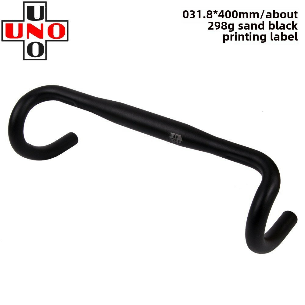 UNO Road Car Bend Handle 31.8*380 400 420mm Aluminum Alloy Racing Small Bend Handle New Edition Printing Black 31.8*400mm printing label