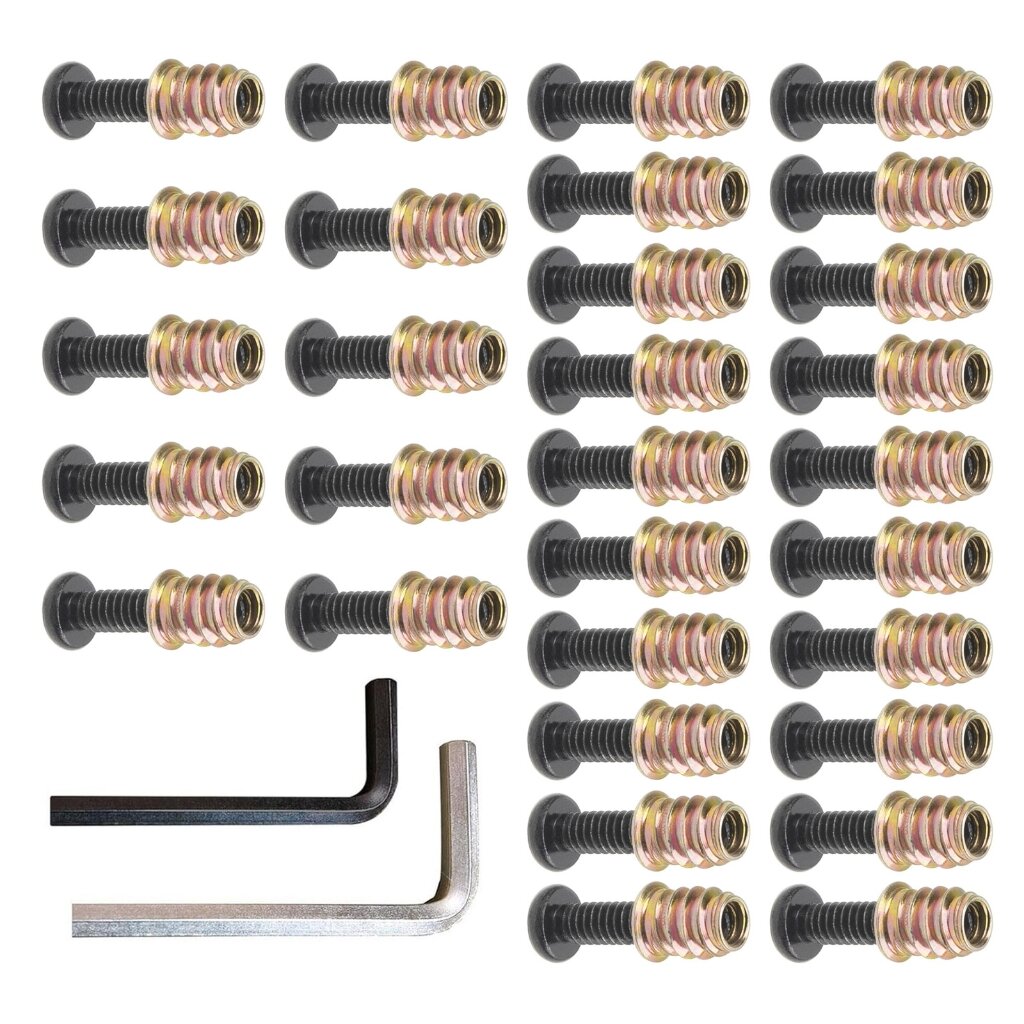 32шт 1/4-20 x 3/4 "Мебельный Винт С Гайкой, Резьбовые Вставки, Крепежные детали для Мебели и Проектов DIY, Надежный Соединитель