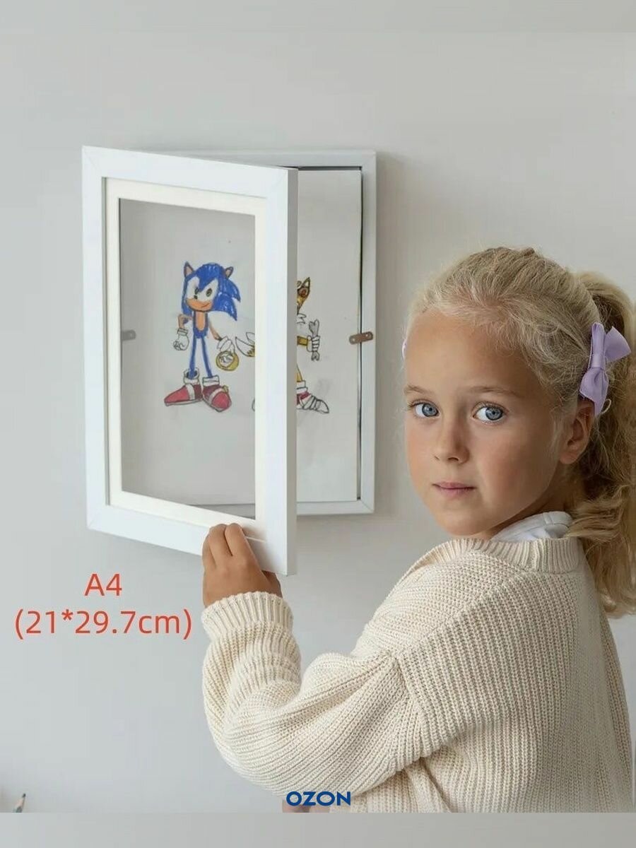 Открывающаяся глубокая рамка накопитель А4 для рисунков, 150 фото