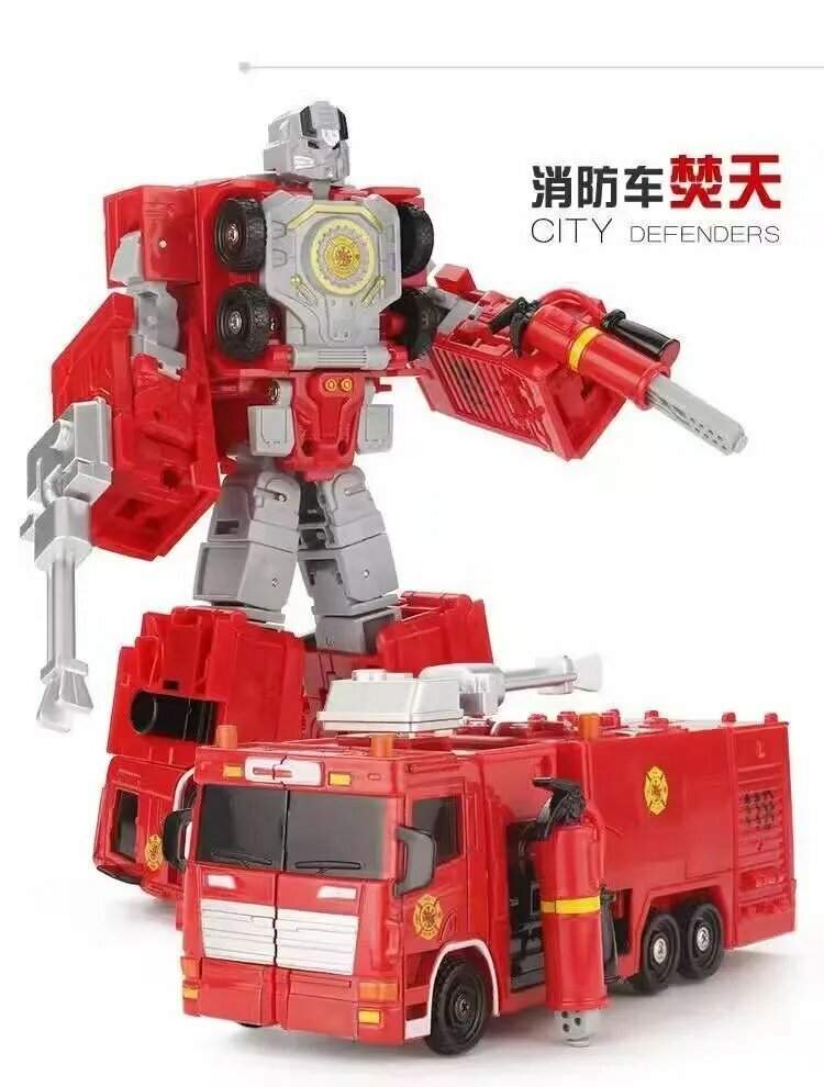 Робот трансформер пожарный металлический "Мотоцикл" 2 в 1 / подарок ребенку / BAZUMI