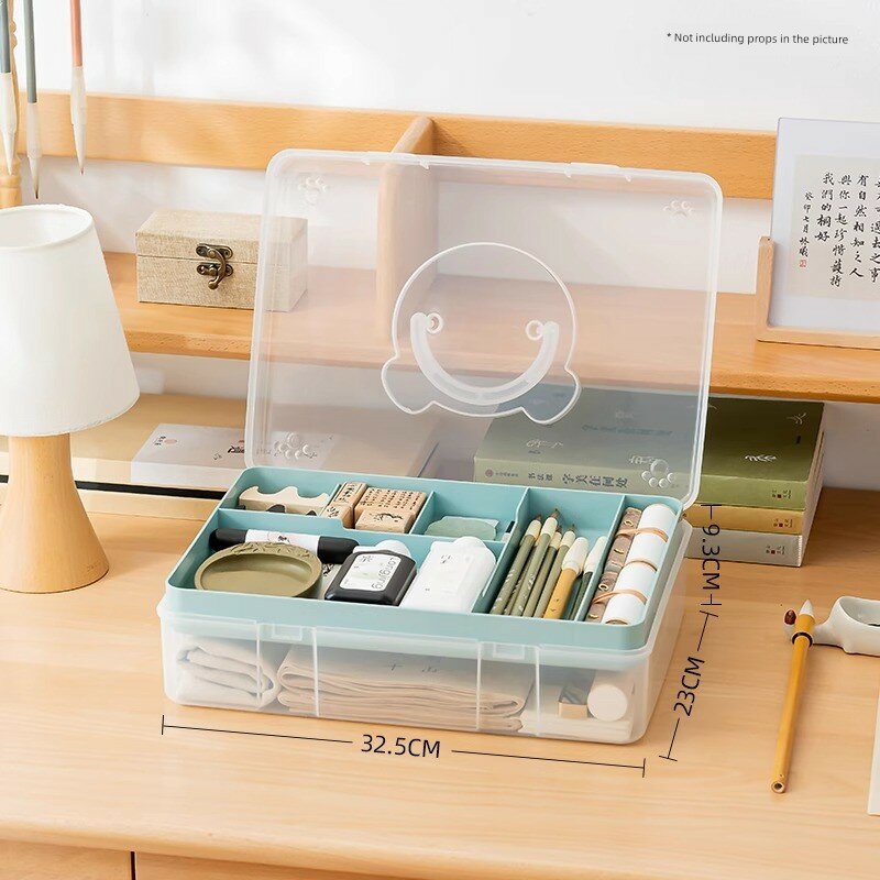 Каллиграфический набор: двухслойный прозрачный настольный футляр для чернильницы, кисти и четырех сокровищ учёбы,